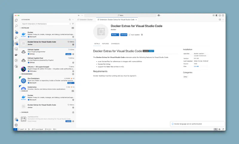 Docker VSCode Extension